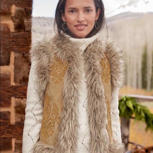 Sundance | Jackets & Coats | Sundance Lotus Blossom Vest Faux Fur Tan ...